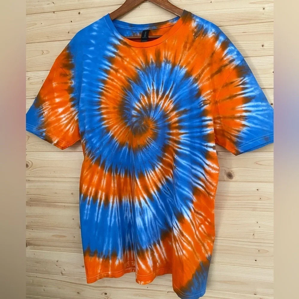 Gildan | Tops | Gildan Soft Style Xl Tie Dye T Shirt Blue Orange Spiral ...